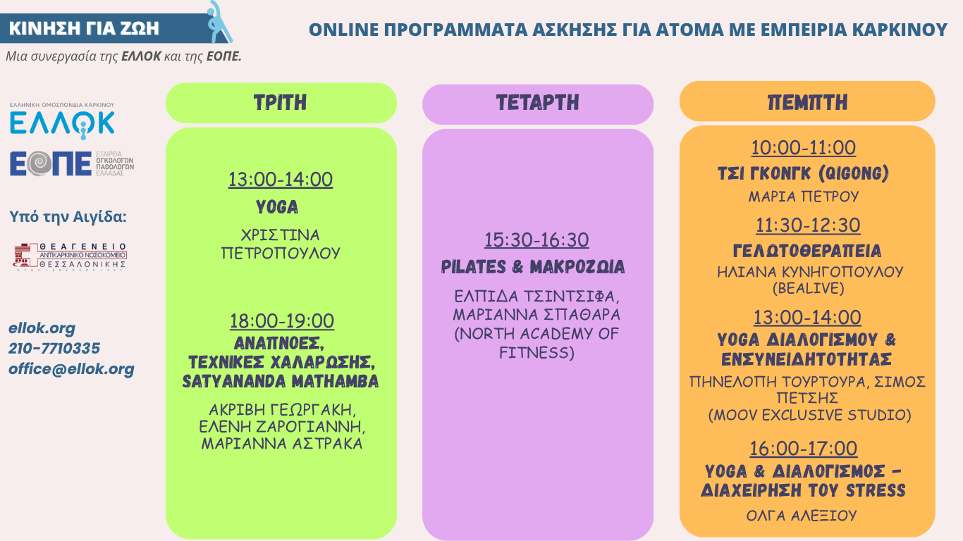 Νέος κύκλος Κίνηση για Ζωή: Online Προγράμματα άσκησης για άτομα με ...